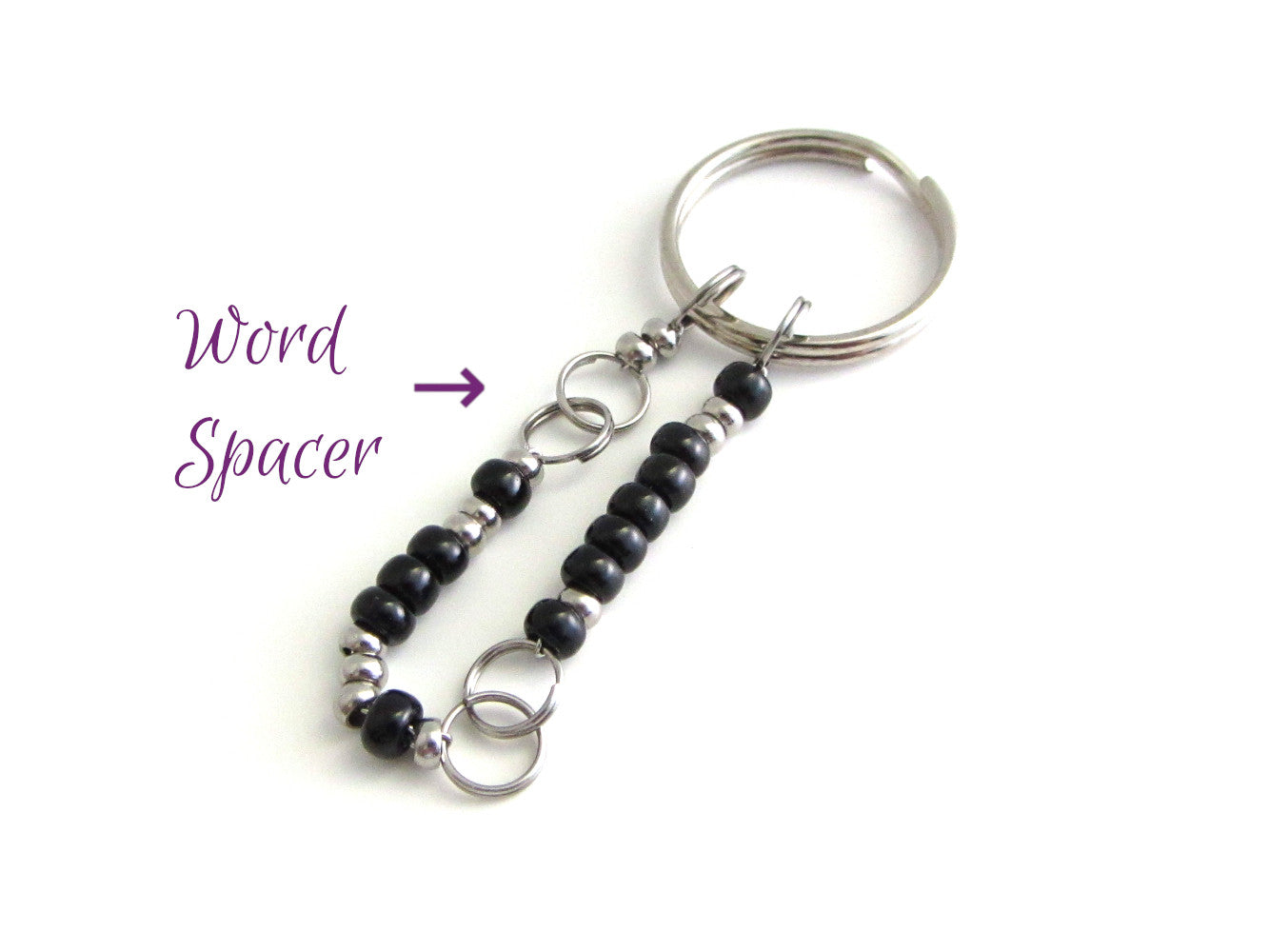 Personalised Morse Code Beaded Keyring – Purple Wyvern Jewels